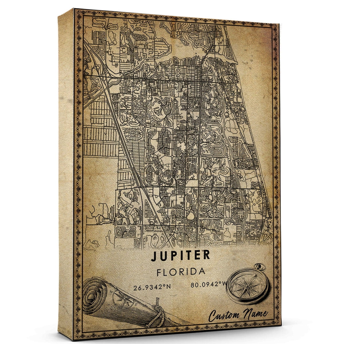 Jupiter Map Poster, Florida Map Art Poster, Canvas, Jupiter Map City ...