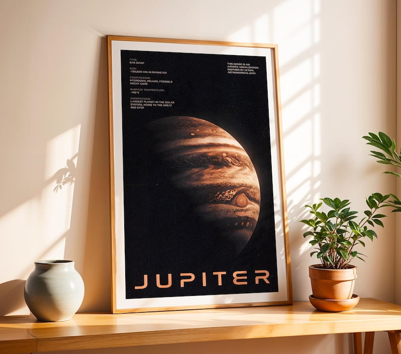 Jupiter Retro Sci-Fi Poster | Wall Art Featuring the Gas Giant and ...