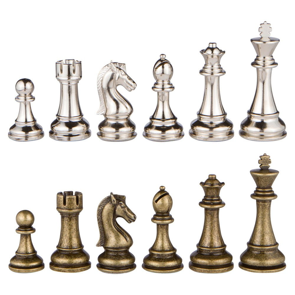 Jupiter Silver and Bronze STF9 Metal Chess Pieces with 4 Inch King and ...