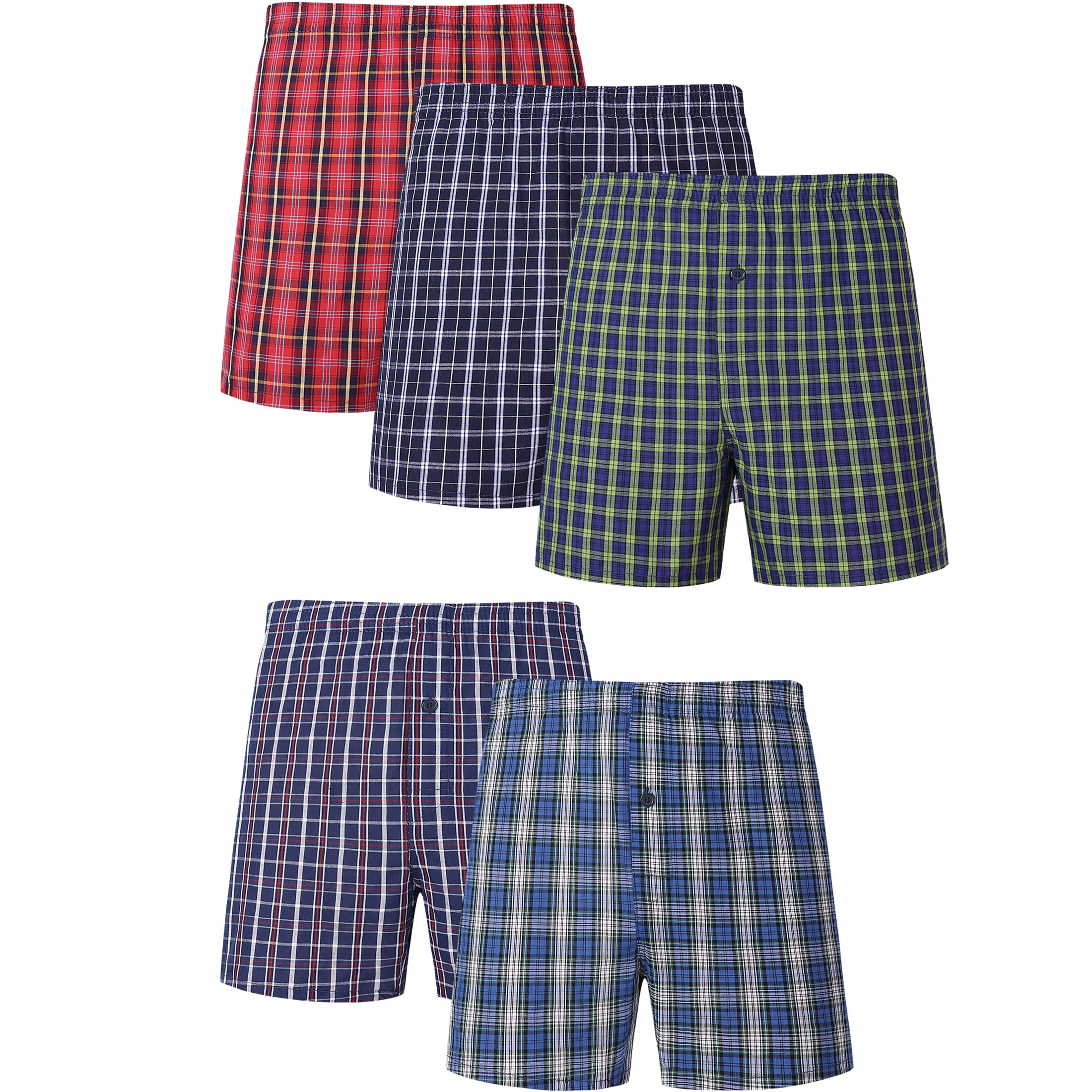 Onimisc Men's Boxer Shorts 100% Cotton Classic Plaid Woven Boxers for ...