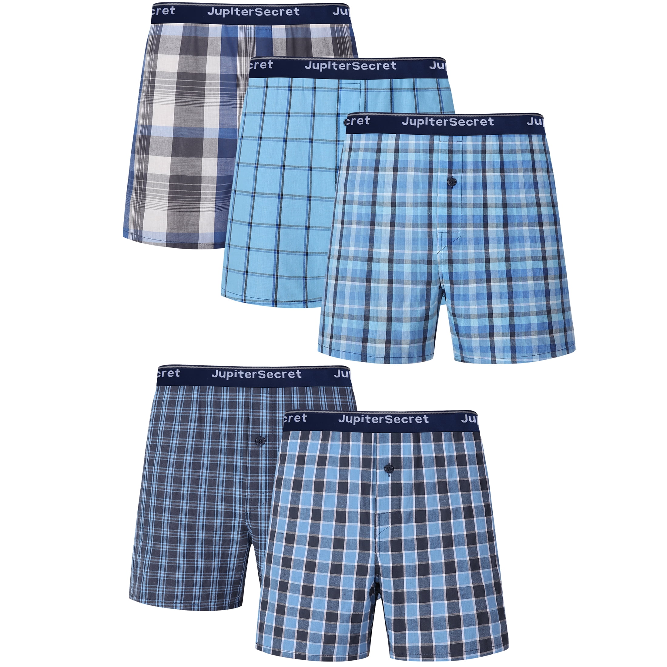 JupiterSecret Men's Boxer Shorts 100% Cotton Classic Plaid Woven Boxers ...