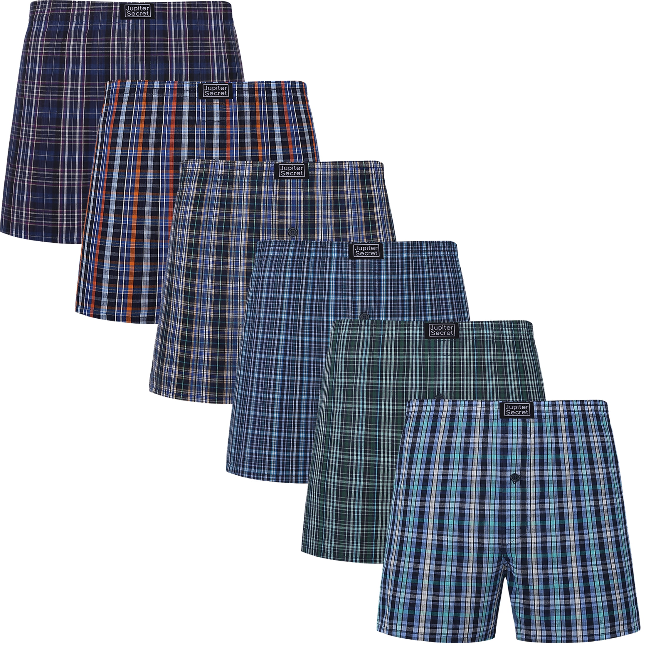 JupiterSecret Men's Boxers Underwear 100% Cotton Woven Boxers for Men ...