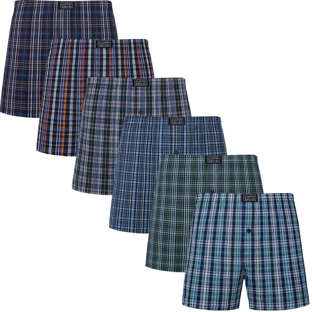 JupiterSecret Men's Boxers Underwear 100% Cotton Woven Boxers for Men ...