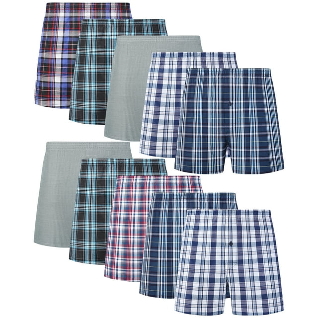 JupiterSecret Men's Boxers Underwear 100% Cotton Woven Boxers for Men ...