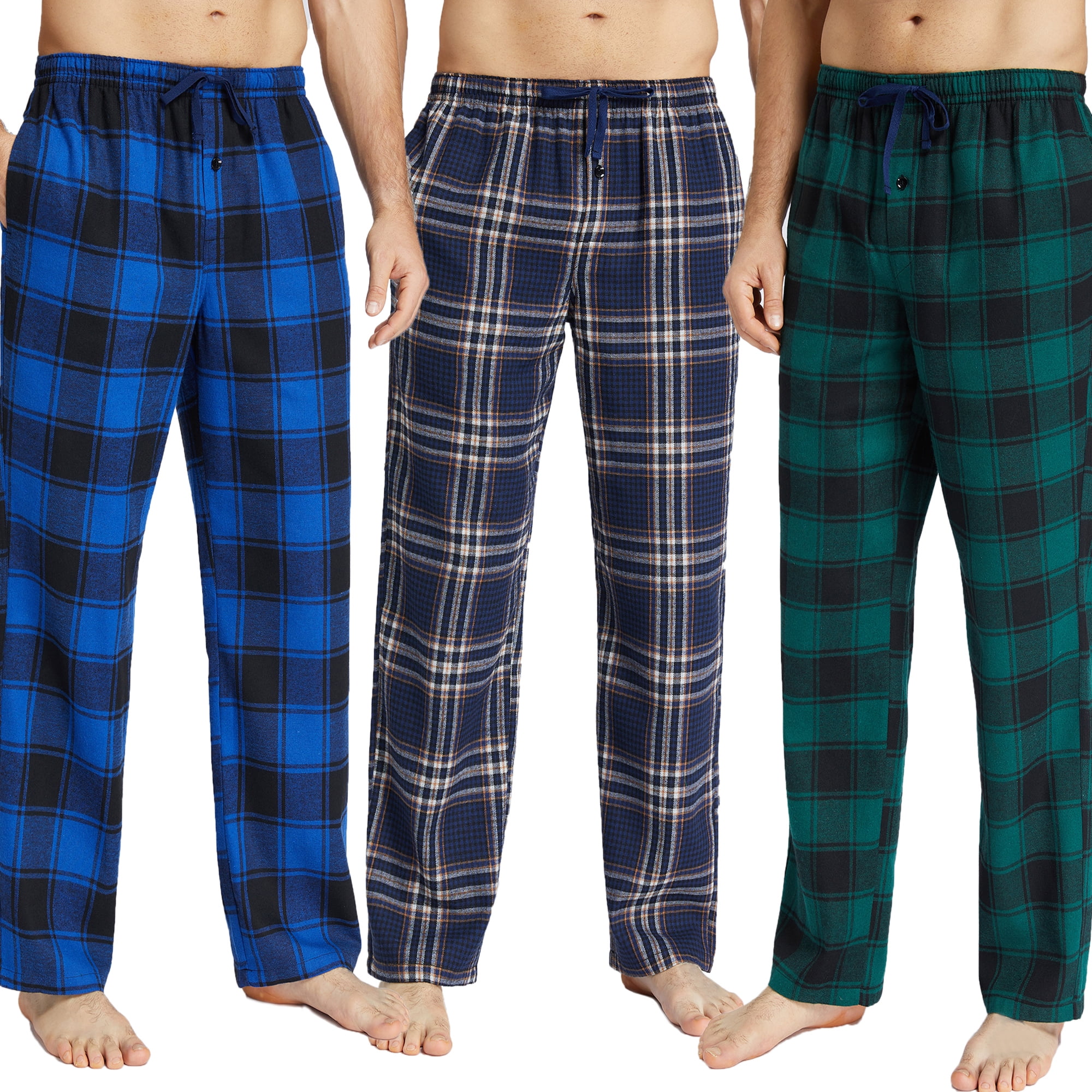 Onimisc Mens Pajama Pants Set Flannel Cotton Plaid Sleep & Lounge Pants ...