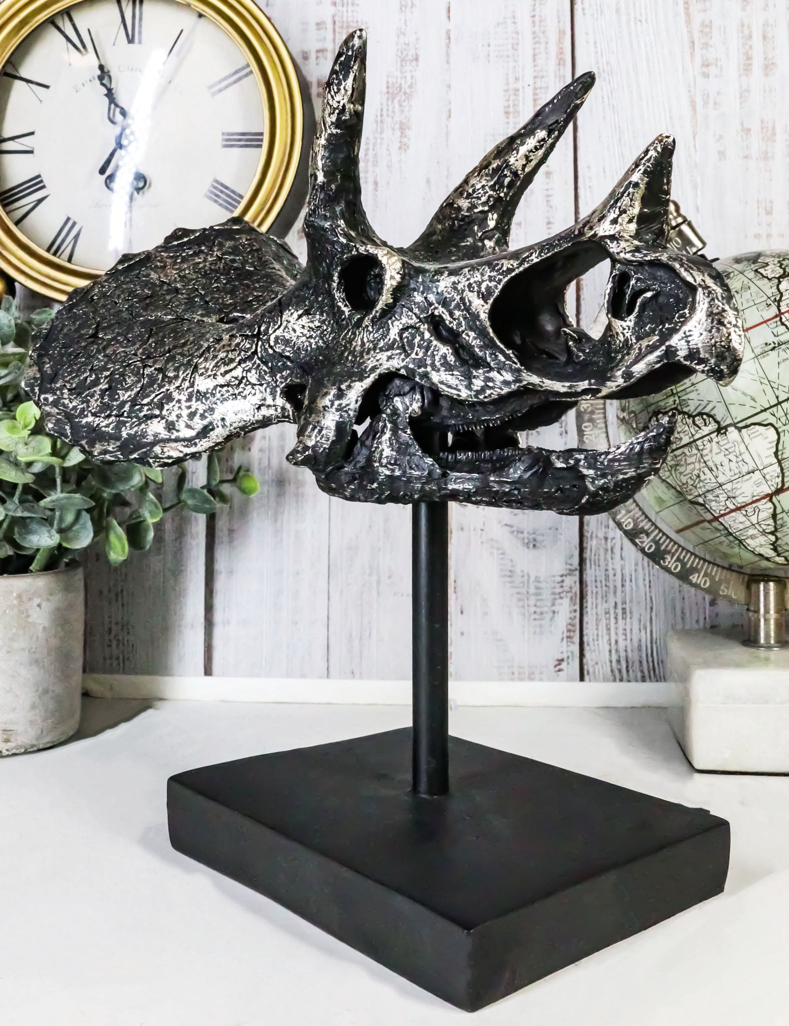 Jurassic '3 Horns' Triceratops Dinosaur Fossil Skeleton Statue With ...