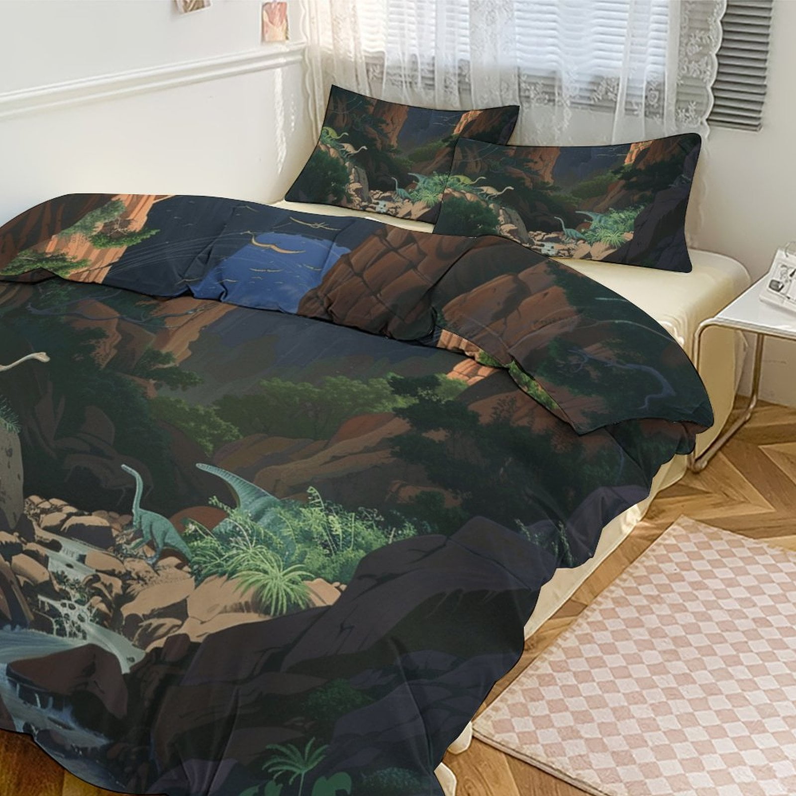 Jurassic Dinosaur Bedding Sets Twin Duvet Cover 3 Piece Cute Bed Set ...