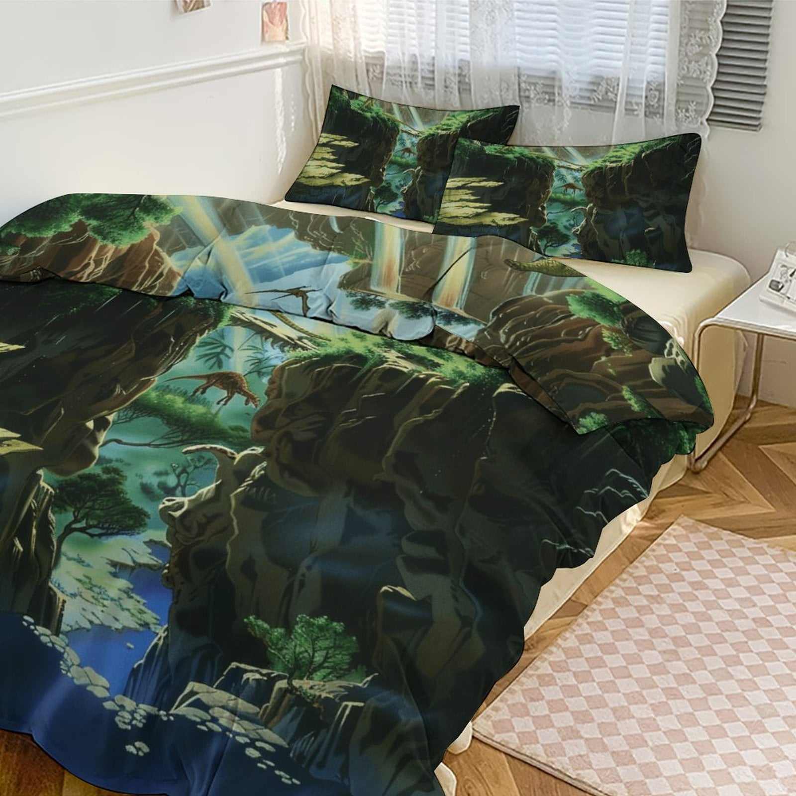 Jurassic Dinosaur Bedding Sets Twin Duvet Cover 3 Piece Cute Bed Set ...