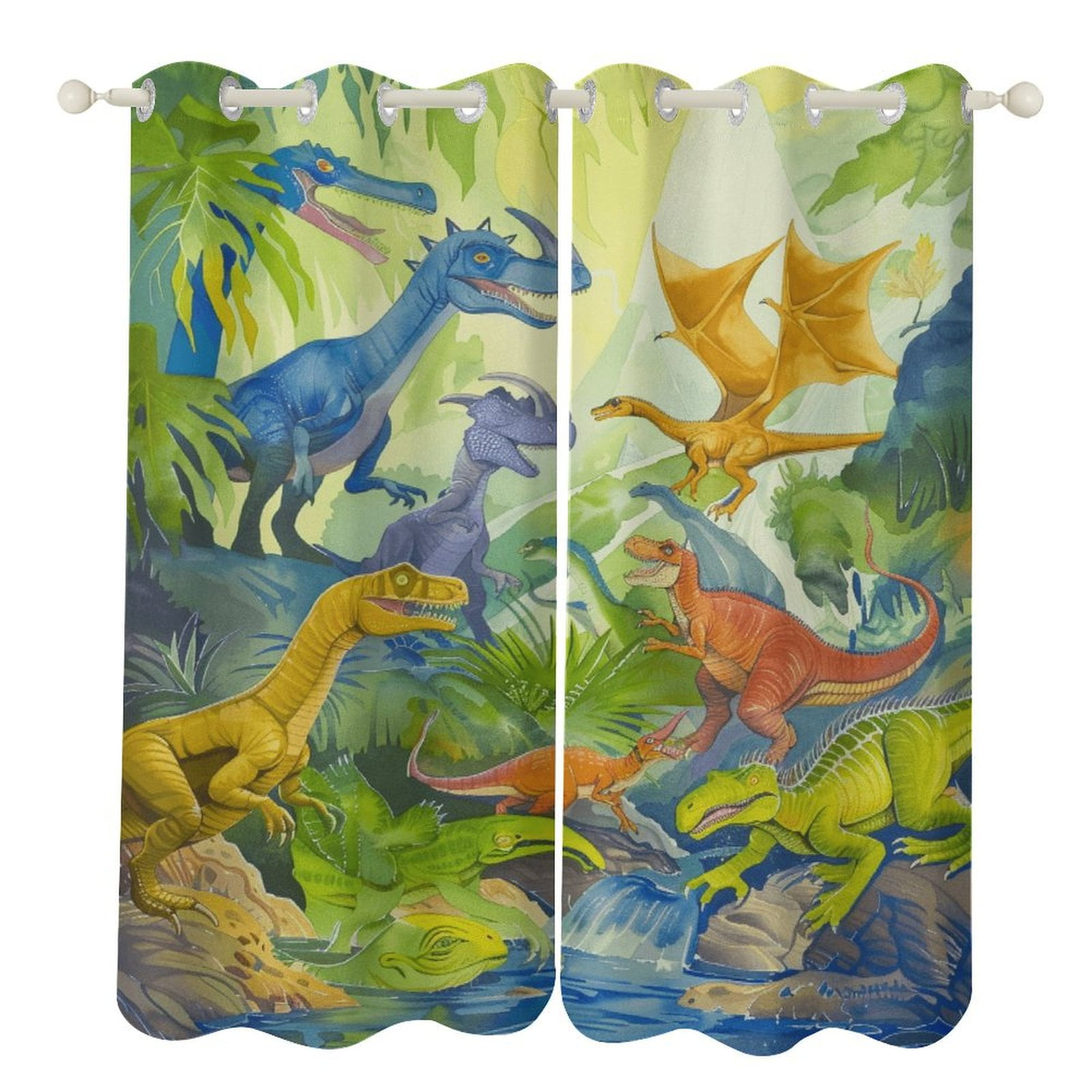Jurassic Dinosaur Modern Window for Living Room Curtains for Child ...