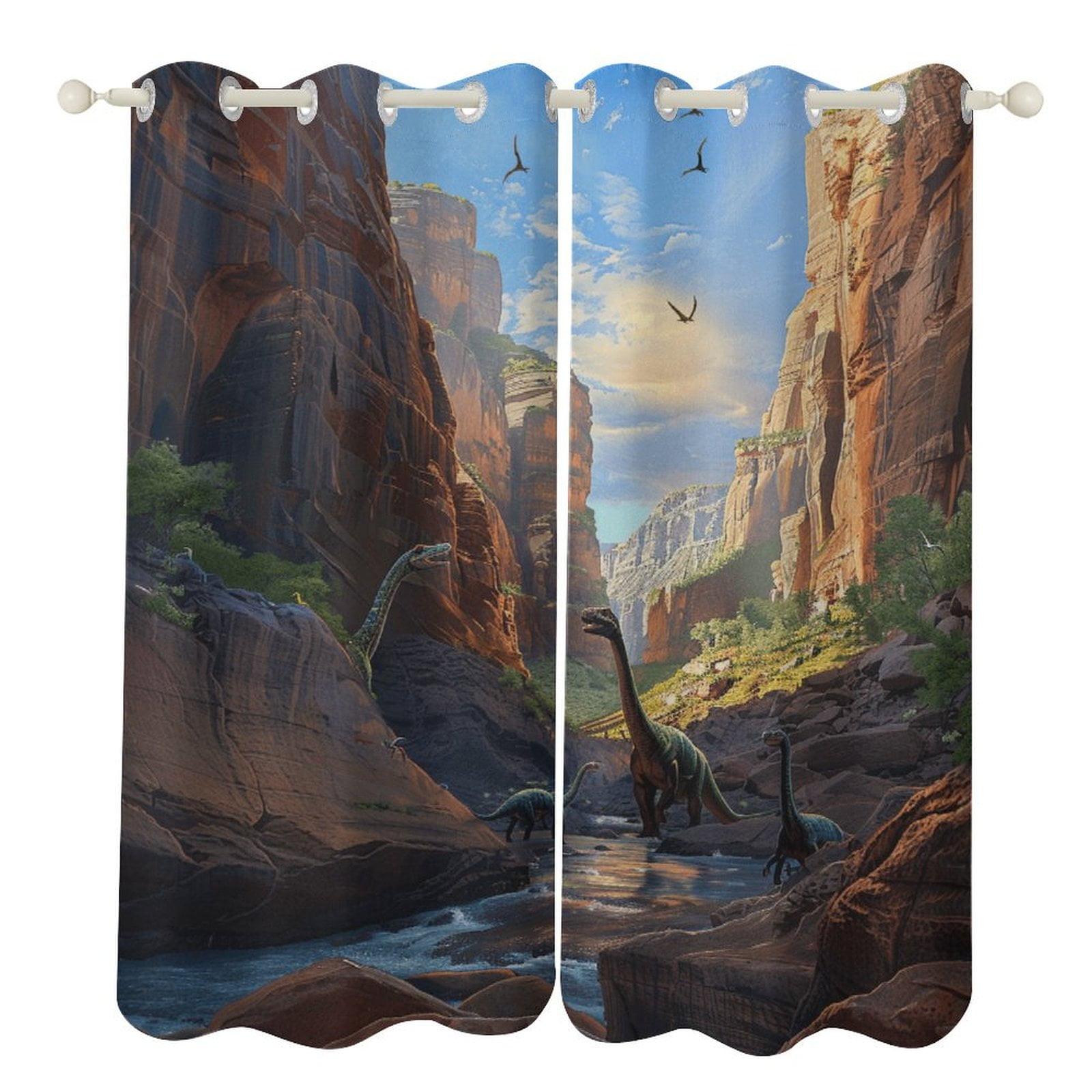 Jurassic Dinosaur Modern Window for Living Room Curtains for Child ...