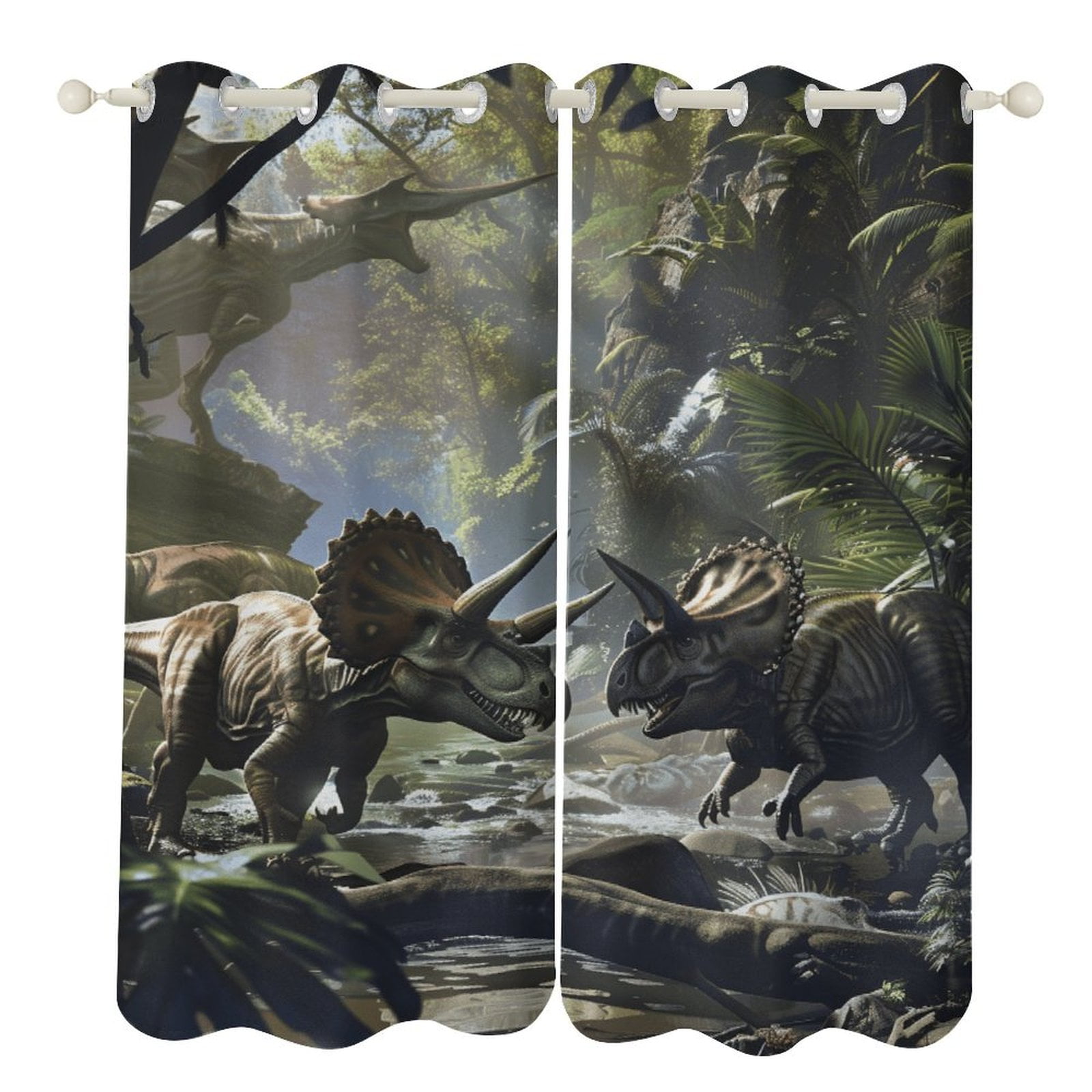 Jurassic Dinosaur Modern Window for Living Room Curtains for Child ...