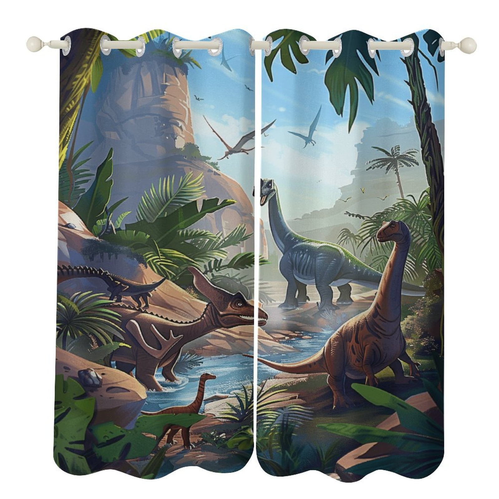 Jurassic Dinosaur Modern Window for Living Room Curtains for Child ...