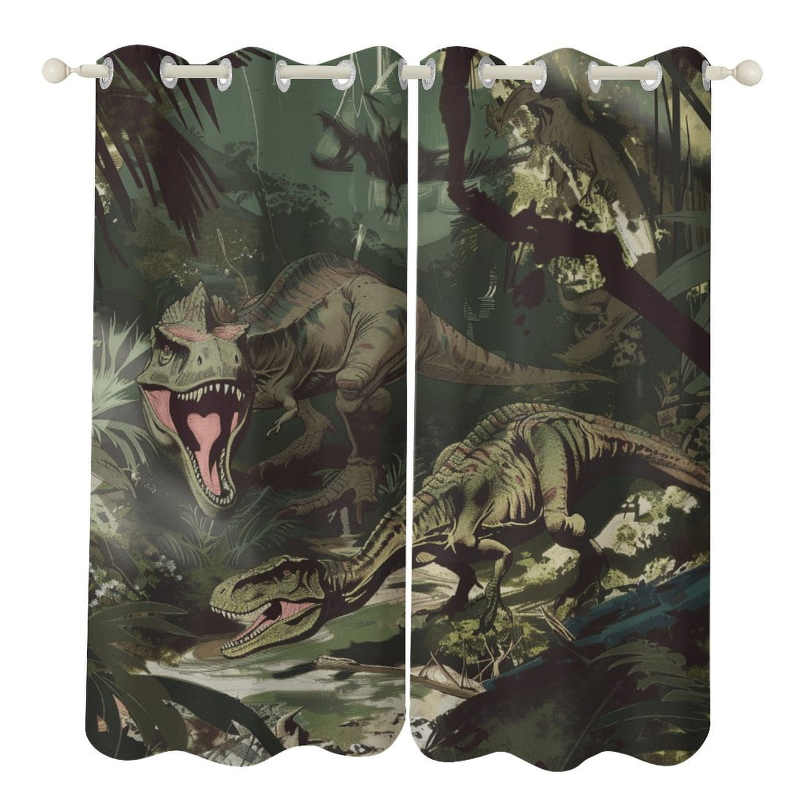 Jurassic Dinosaur Modern Window for Living Room Curtains for Child ...