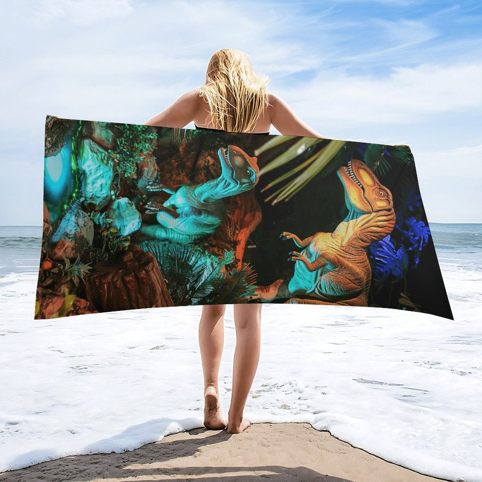 Jurassic Dinosaur Oversized -Washed Lightweight Quick Dry Beach Towels ...