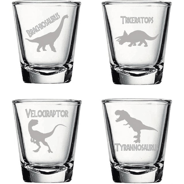 Jurassic Dinosaur Shot Glasses Set of 4: Engraved Dinosaur Birthday ...