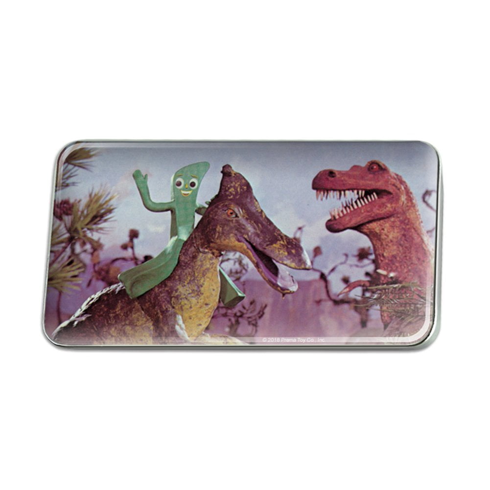 Jurassic Gumby Riding Dinosaur T-Rex Metal Rectangle Lapel Hat Pin Tie ...