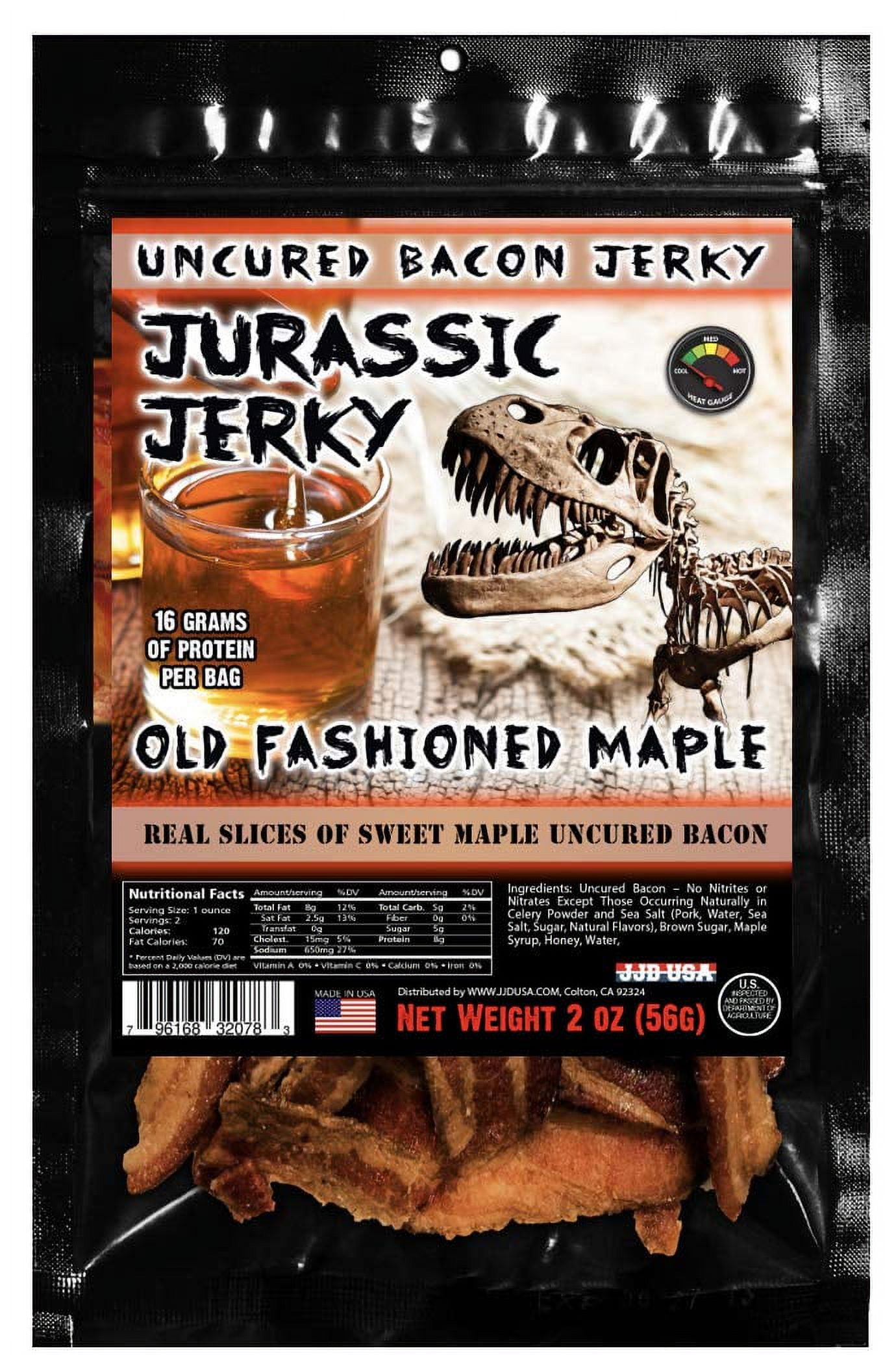 Jurassic Jerky’s Old-Fashioned Maple Jerky HYZ01 - Bacon Jerky Amazing Taste with high protein ...