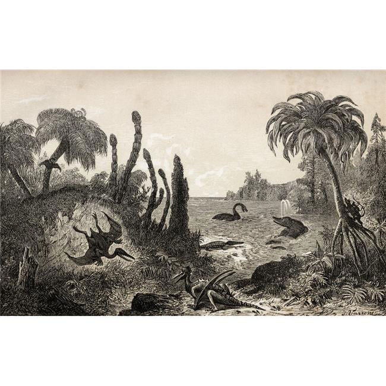 Jurassic Landscape. Print From The 1870s Poster Print, 18 x 11 ...