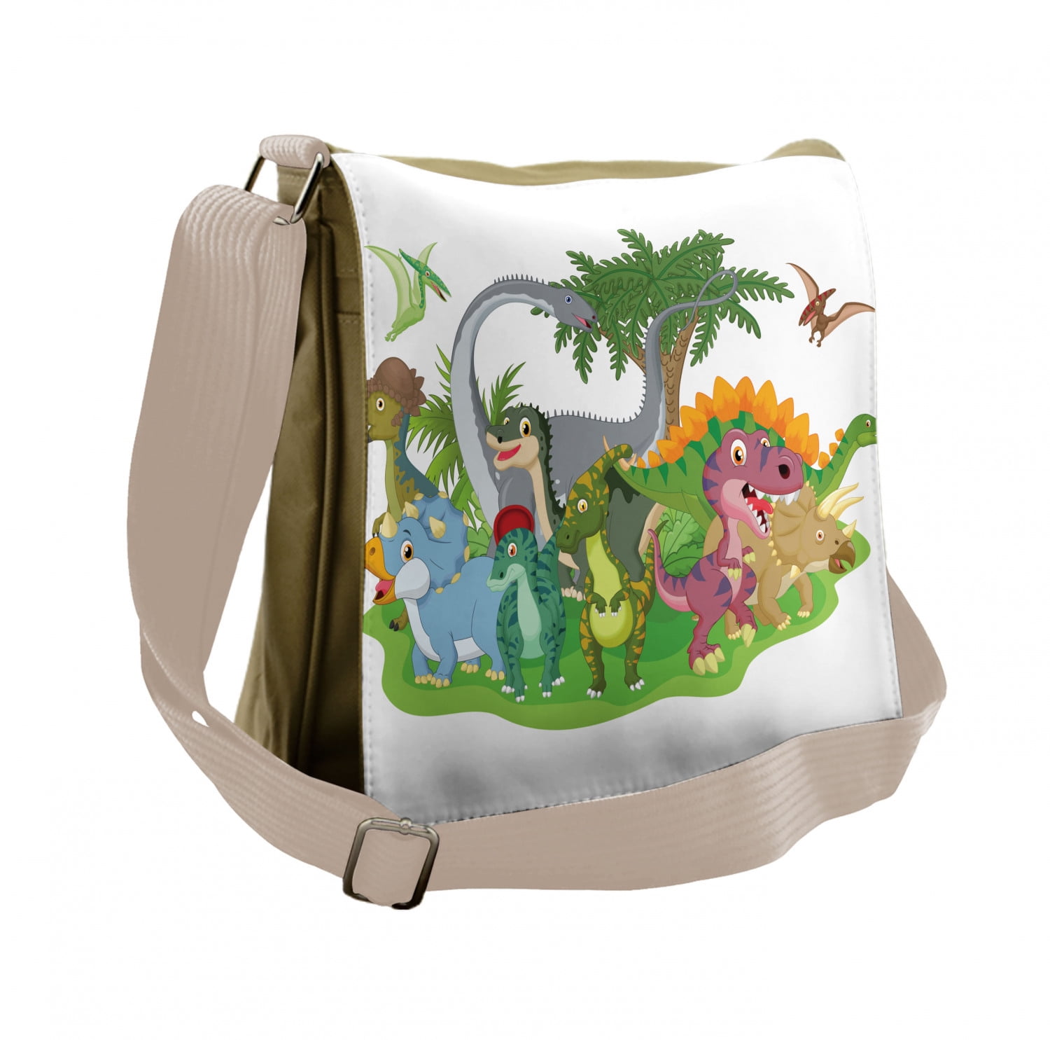 Jurassic Messenger Bag, Cartoon Group Dinosaur, Unisex Cross-body, by ...