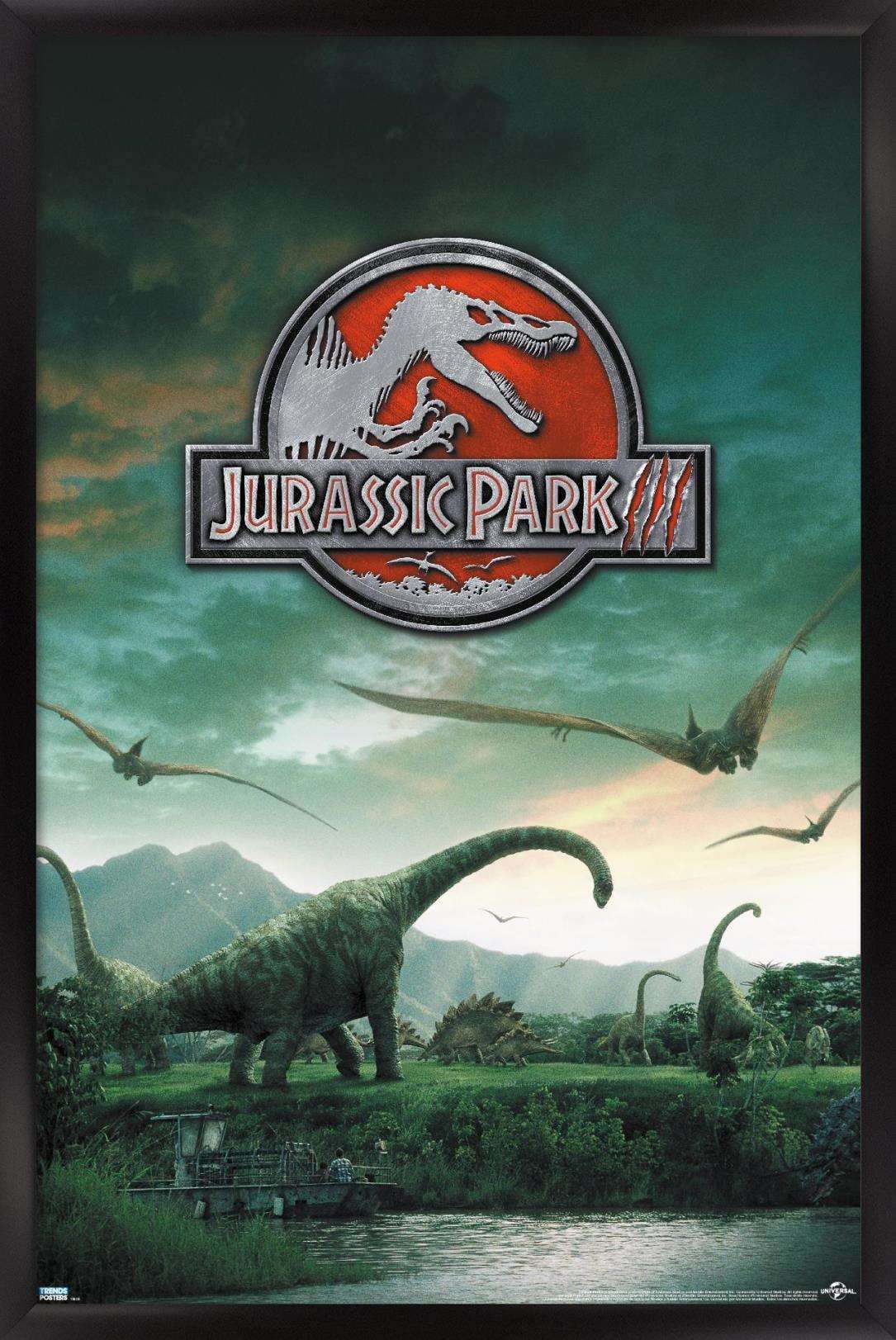 Jurassic Park 3 - Dinosaurs Wall Poster, 14.725" x 22.375", Framed ...