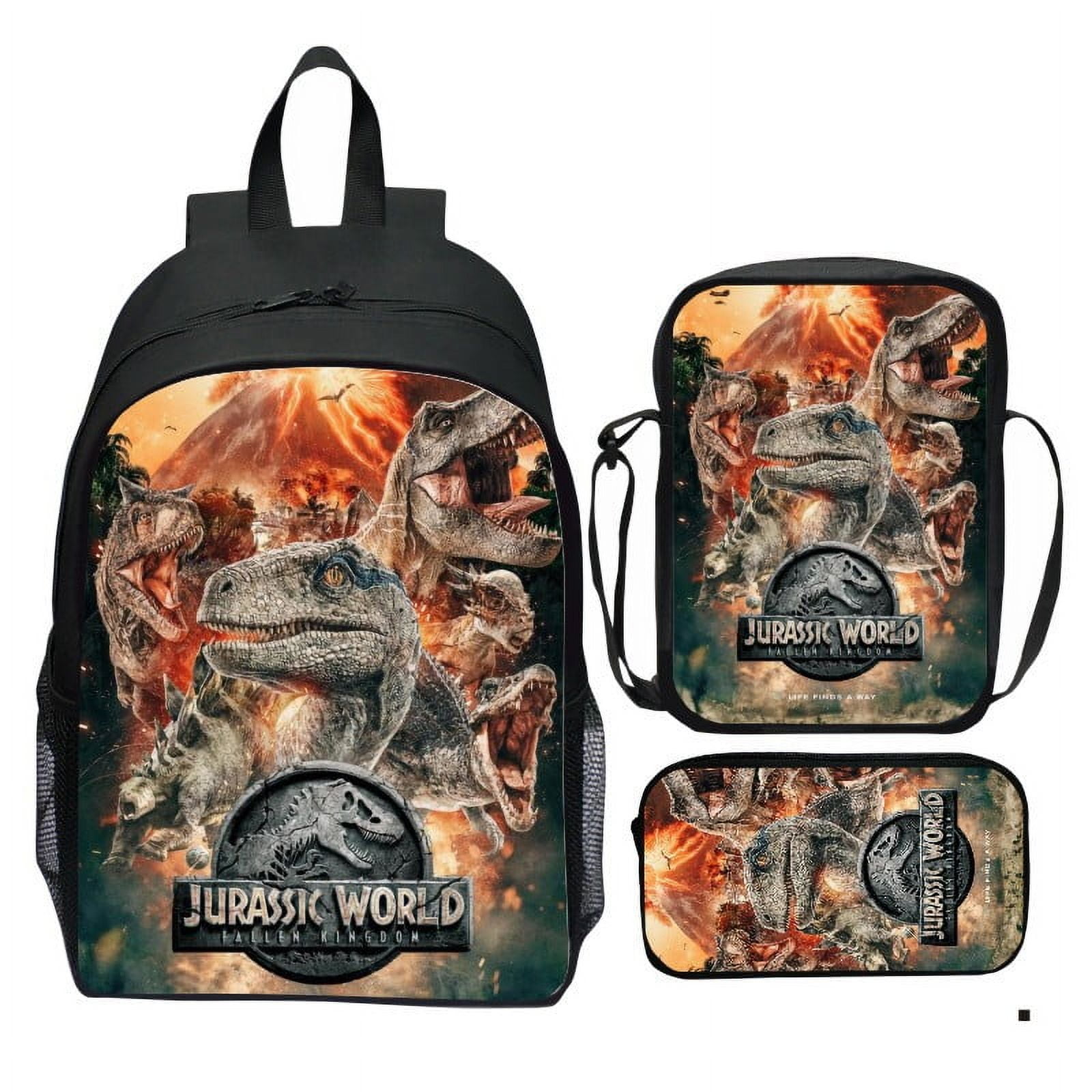 Jurassic Park Anime Backpacks Sets, Cartoon Laptop Backpack with Lunch ...