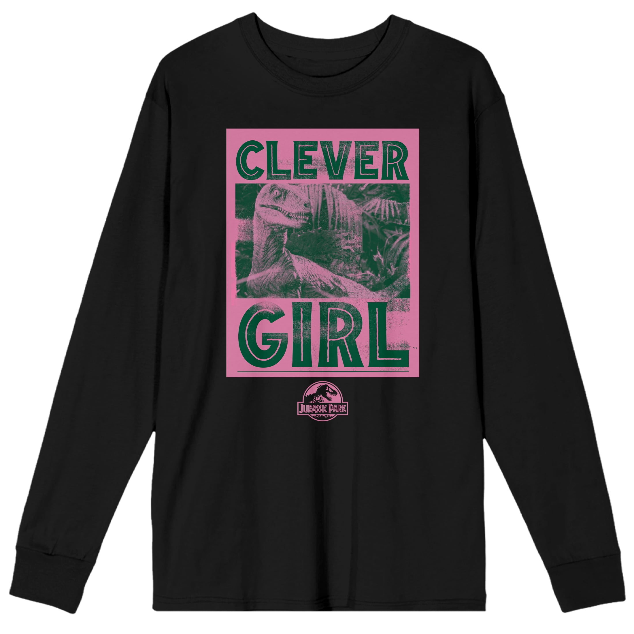 Jurassic Park Clever Girl Crew Neck Long Sleeve Black Adult Tee-Large - Walmart.com