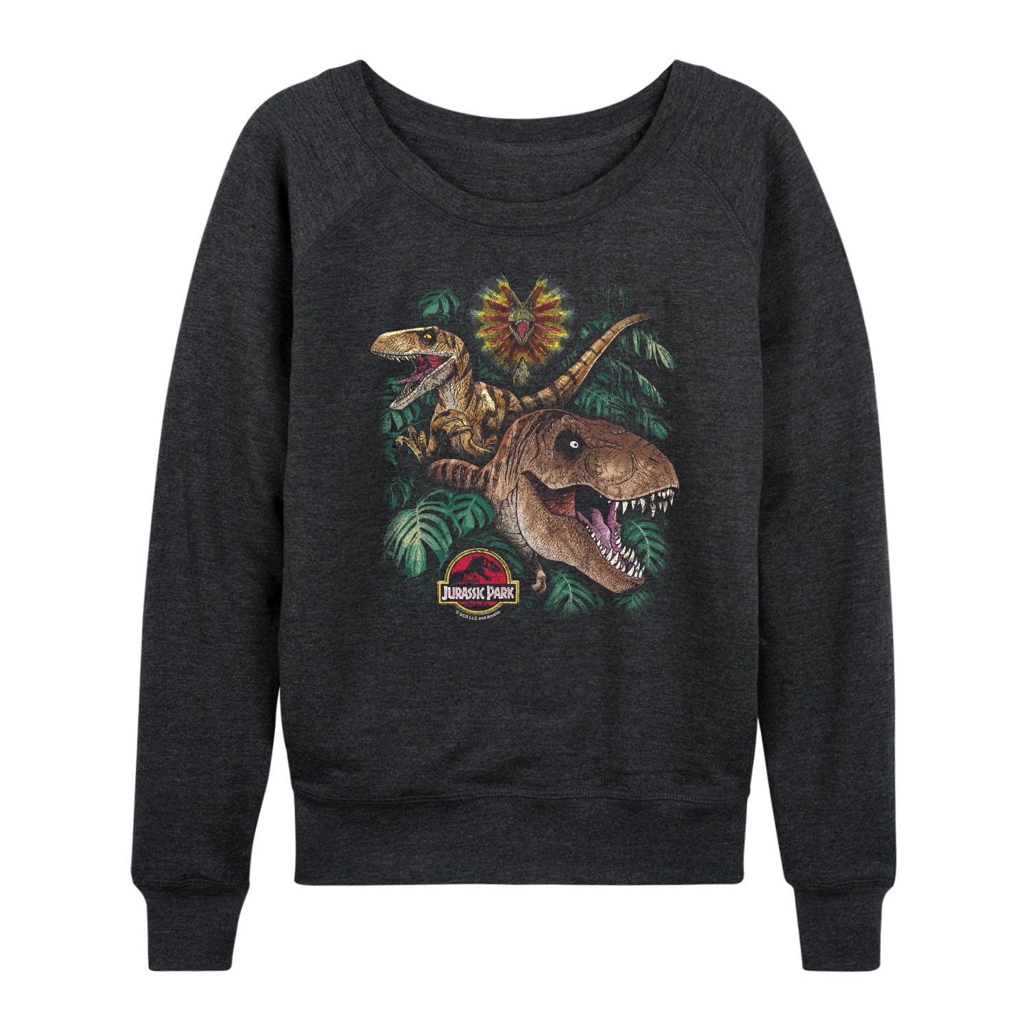 Jurassic Park - Dinosaur Collage - Women's French Terry Long Sleeve ...