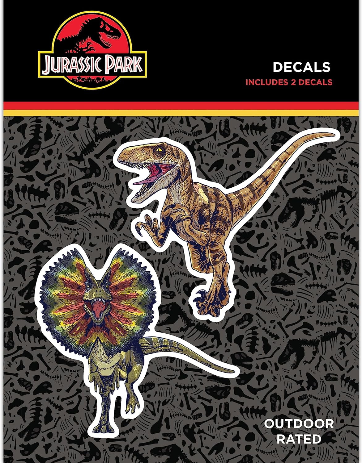 Jurassic Park Dinosaur Decals - Set of 2 Dilophosaurus Velociraptor ...