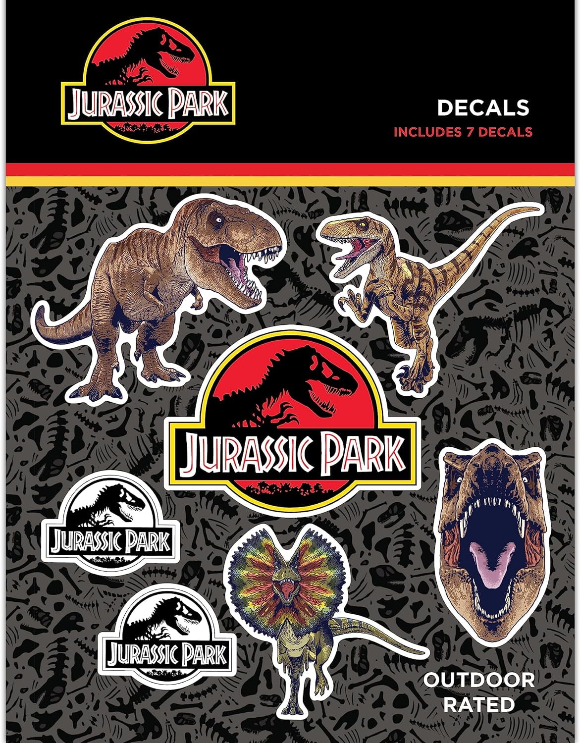 Jurassic Park Licensed Decals - Set of 7 Dinosaurs and Logos Waterproof ...
