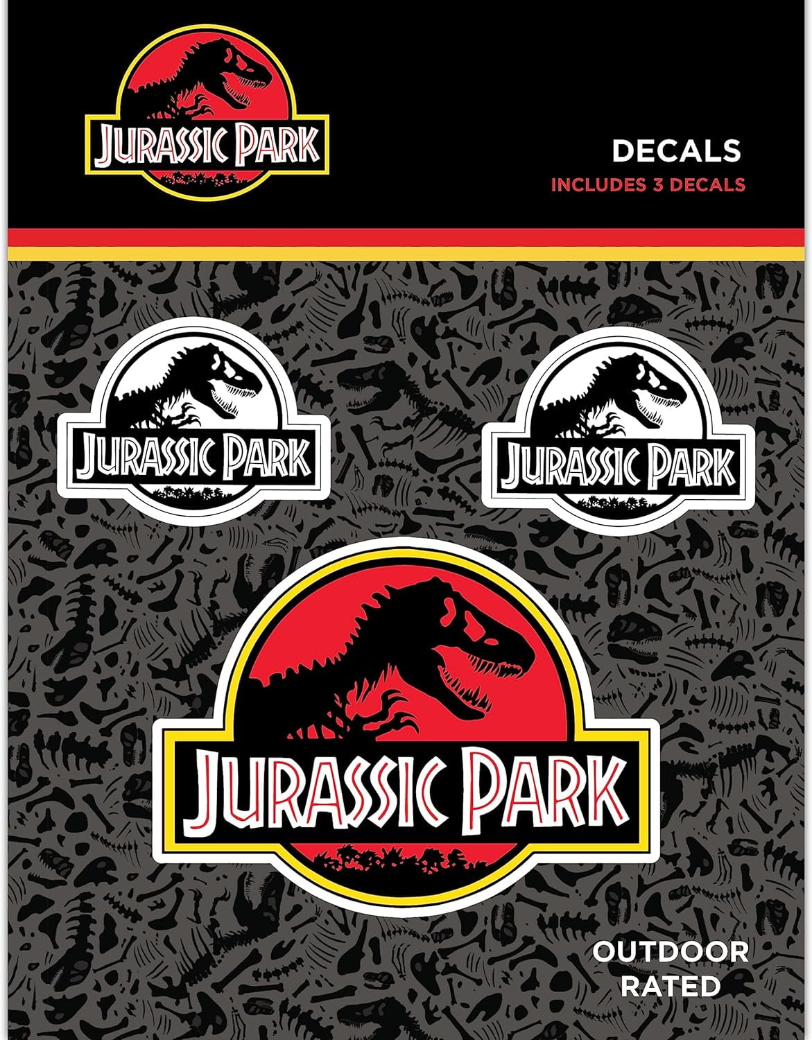 Jurassic Park Logo Decals - Set of 3 Color and Black/White Waterproof ...