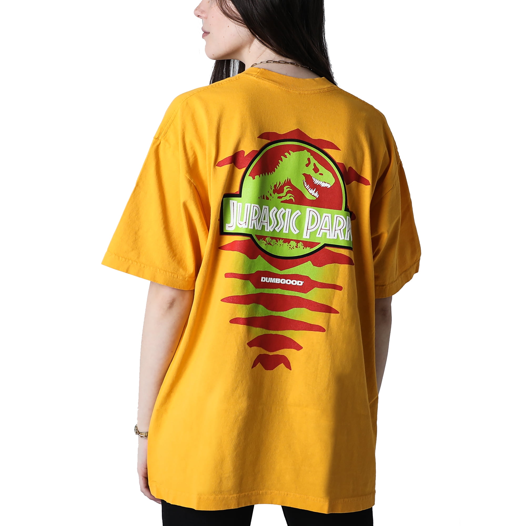 Jurassic Park Logo & Stripes Adult Orange Crew Neck Short Sleeve T ...
