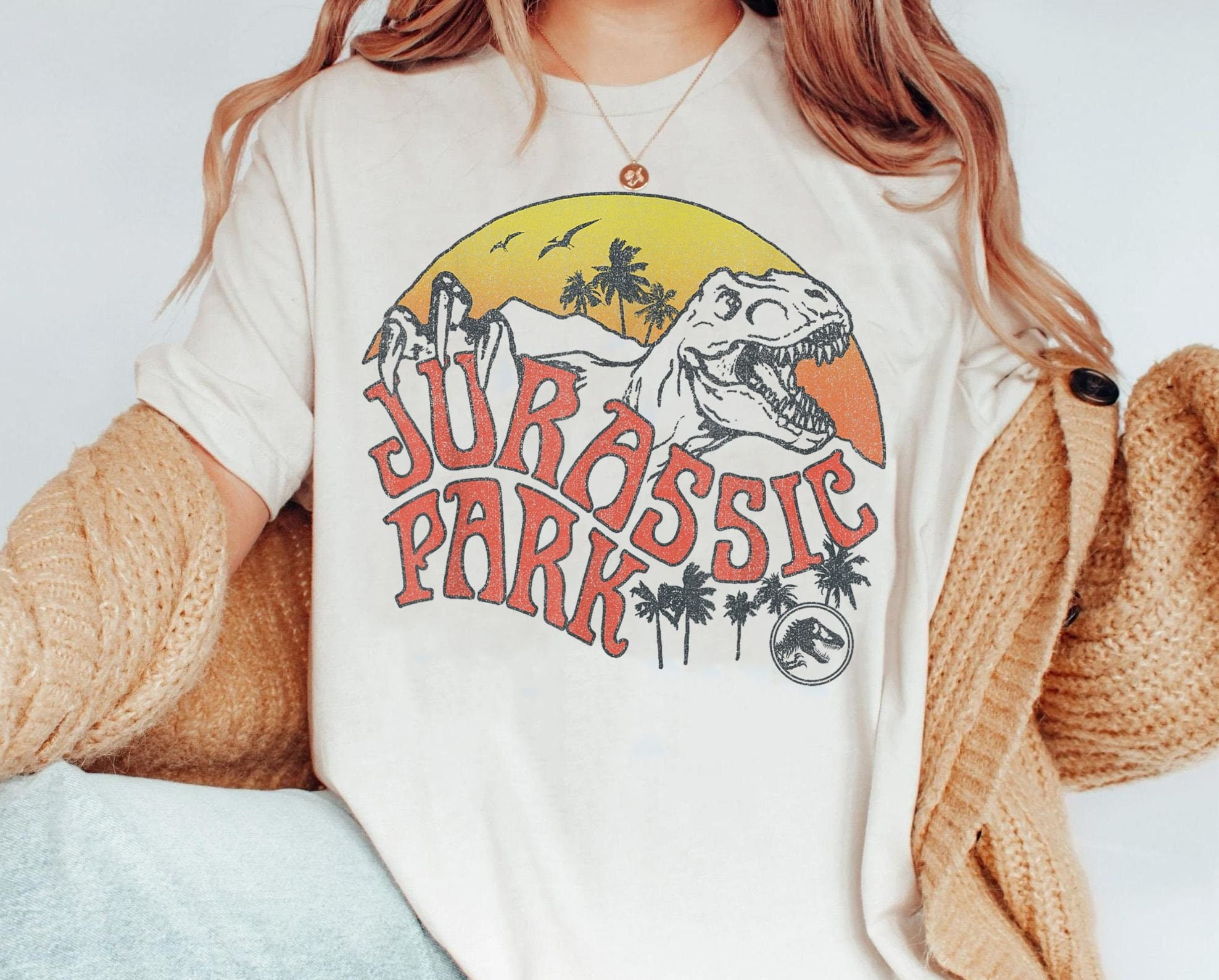Jurassic Park Retro T-Rex Shirt, Sunset Logo Graphic T-shirt, Vintage T-Rex Roar Tee, Funny ...
