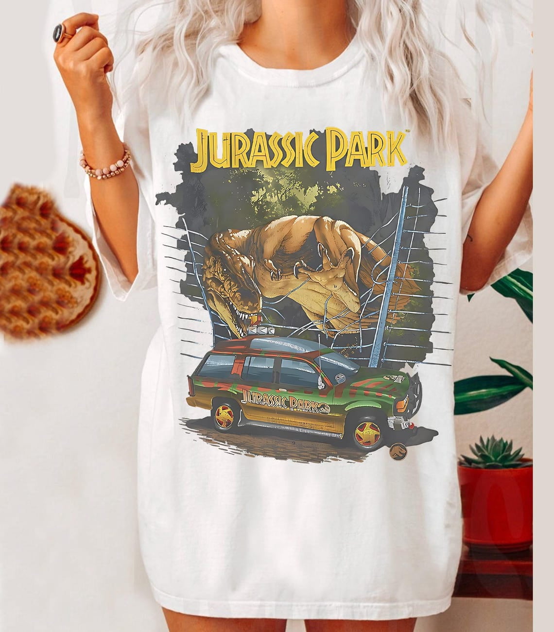 Jurassic Park Shirt, Jurassic Park Entrance With Tour Jeep, Dinosaur T ...