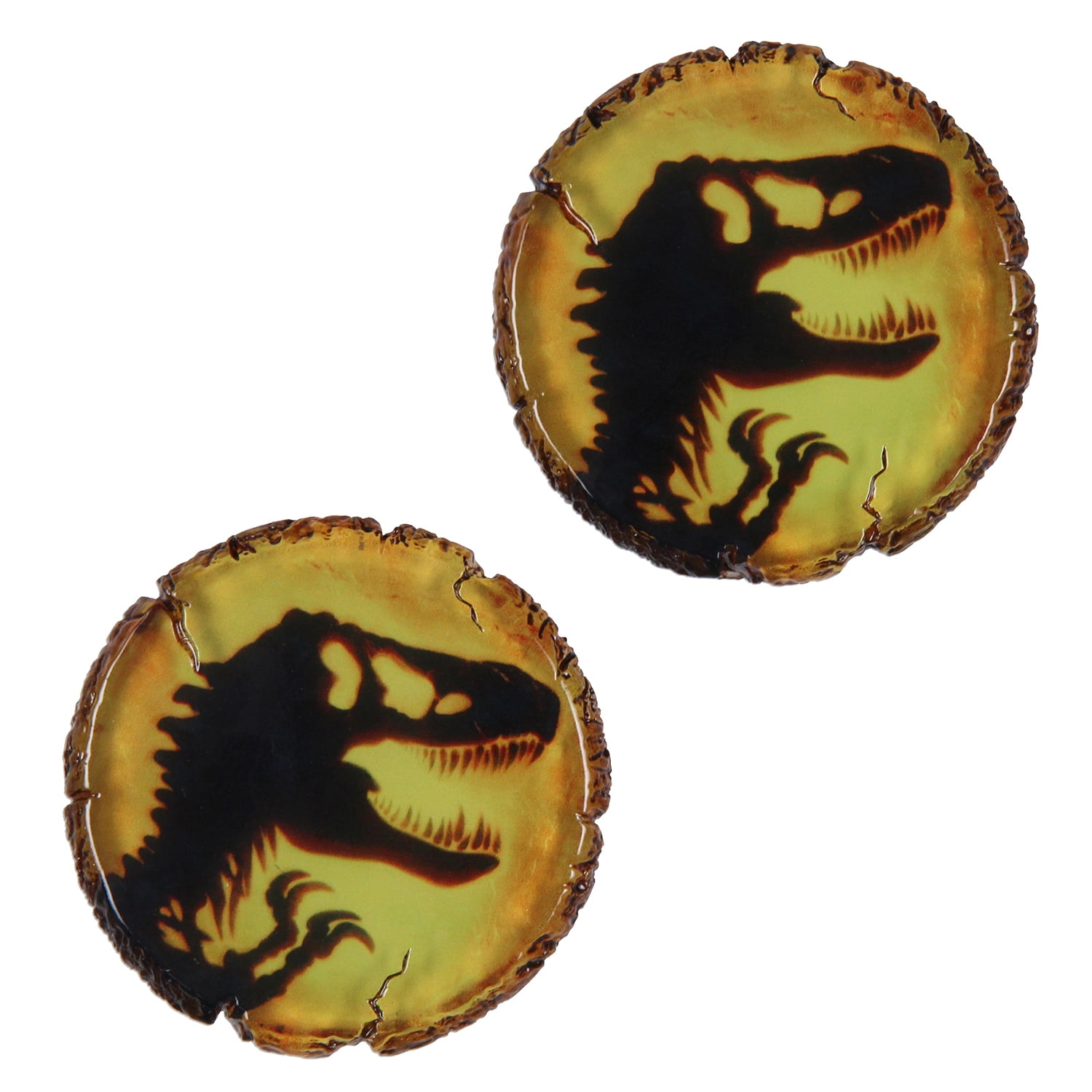 Jurassic Park T-Rex Amber Resin Drink Coaster Set of 2 - Walmart.com