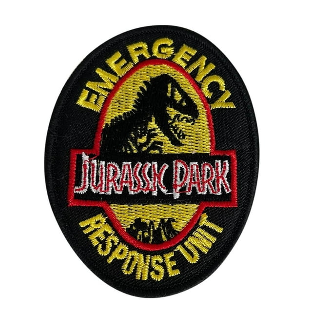 Jurassic Park T-Rex Emergency Response Unit Iron-On Patch, 3.5-Inch ...