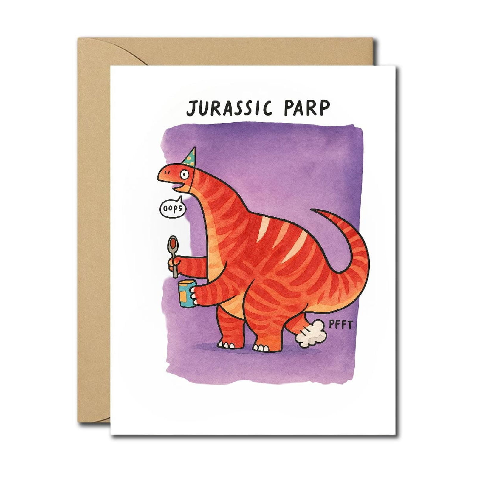 Jurassic Parp Dinosaur Birthday Card – Funny Fart Joke Greeting – Quirky Illustrated Humor Card ...