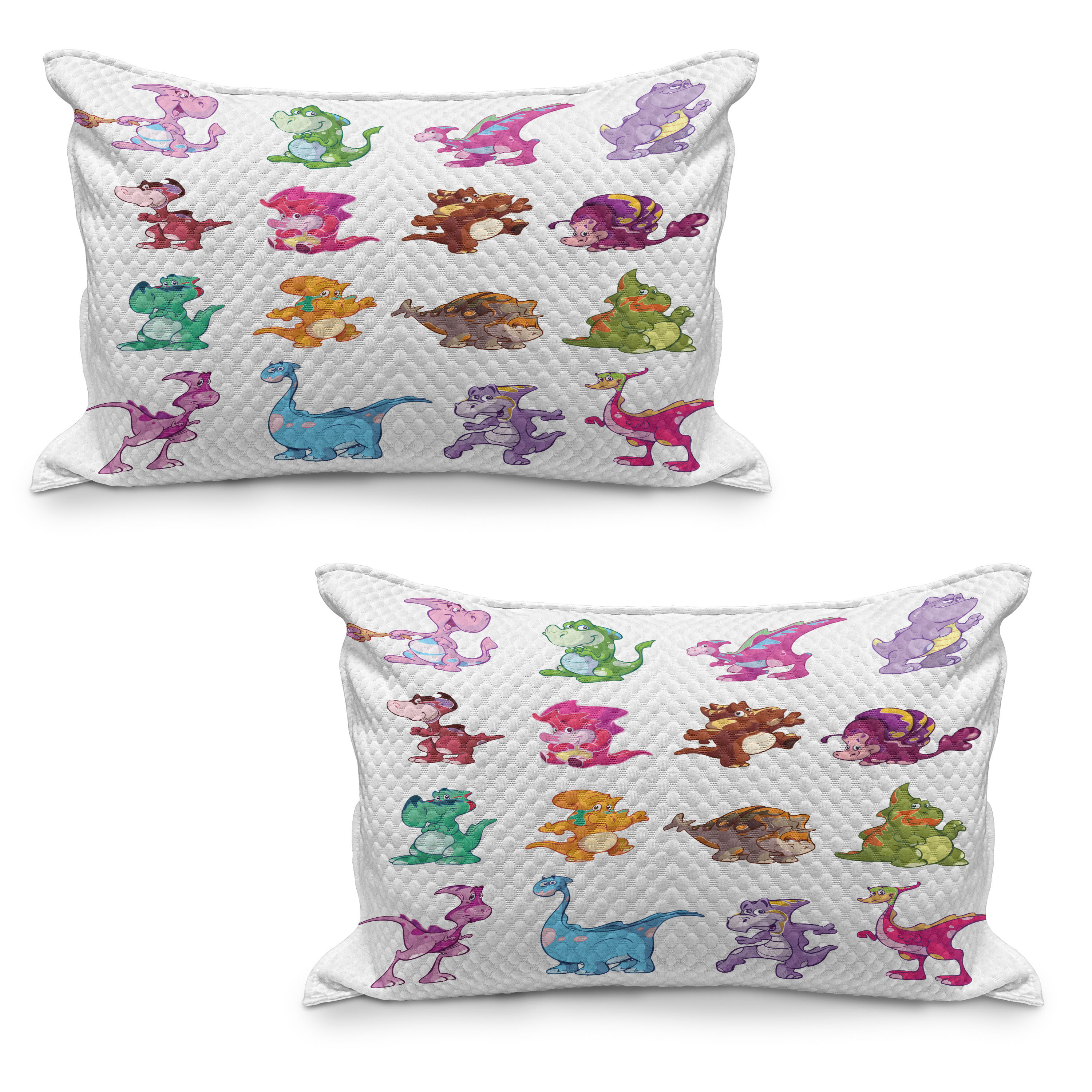 Jurassic Quilted Pillowcover Set of 2, Dino's Dinosaurs Extinction ...