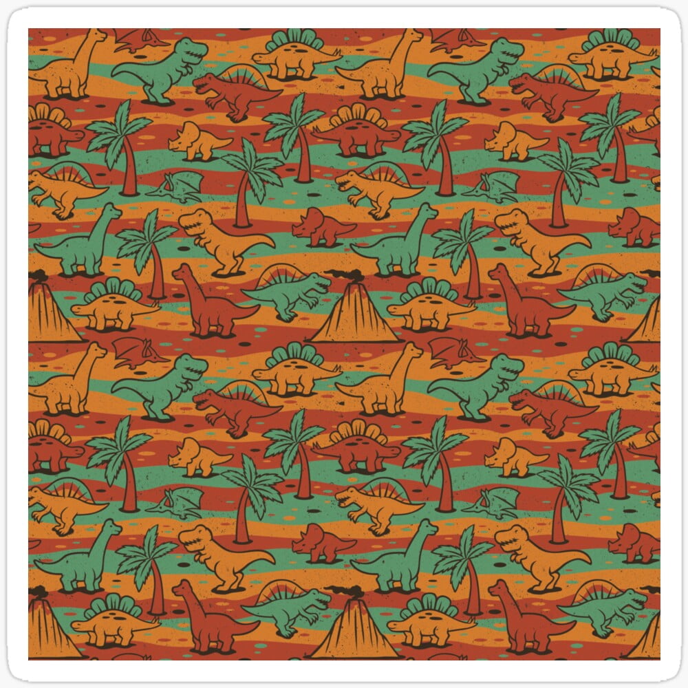 Jurassic Vintage T-Rex Dinosaur Pattern Sticker Phone Decal Water ...