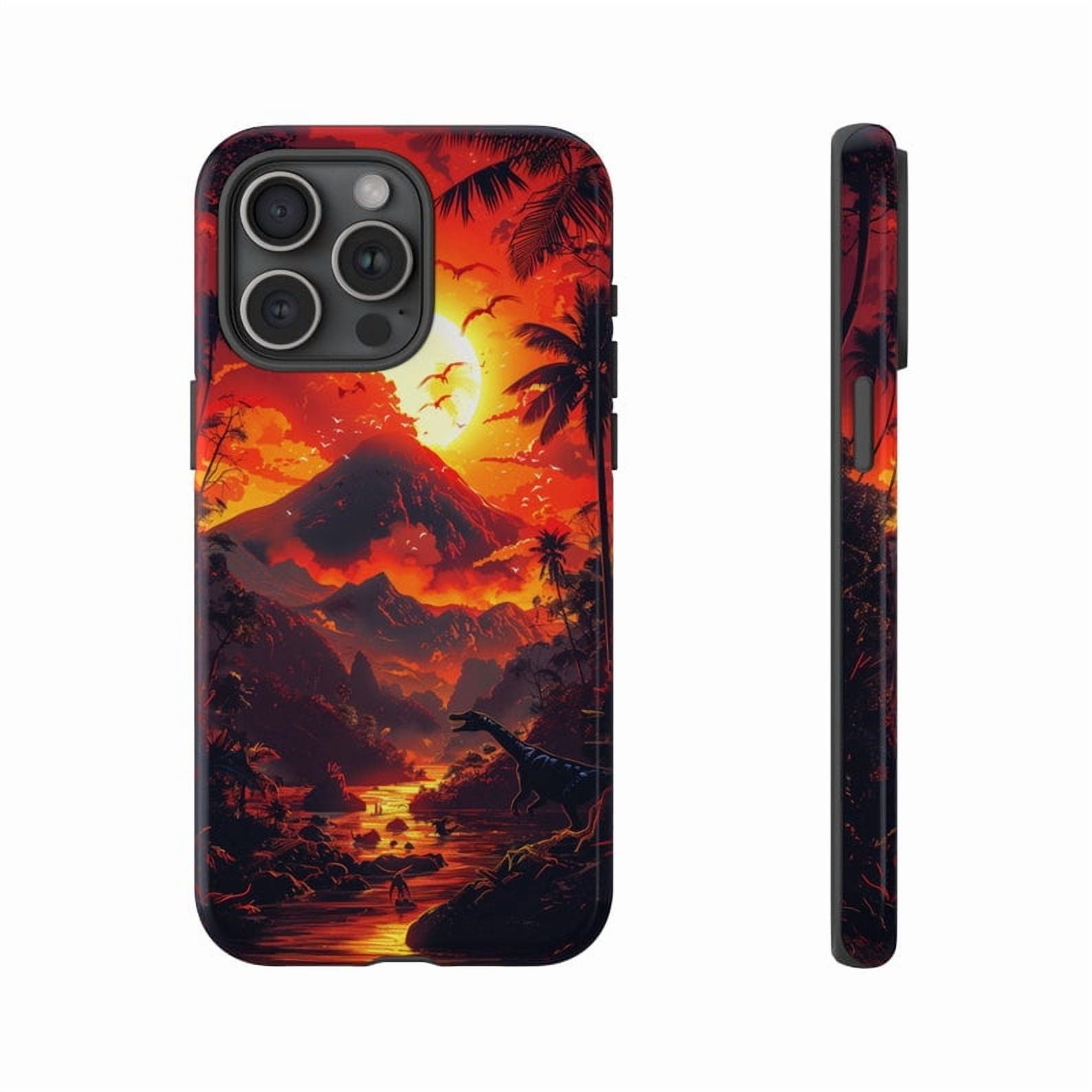 Jurassic Volcano Dinosaur Scene Artwork Phone Case Prehistoric Art with ...