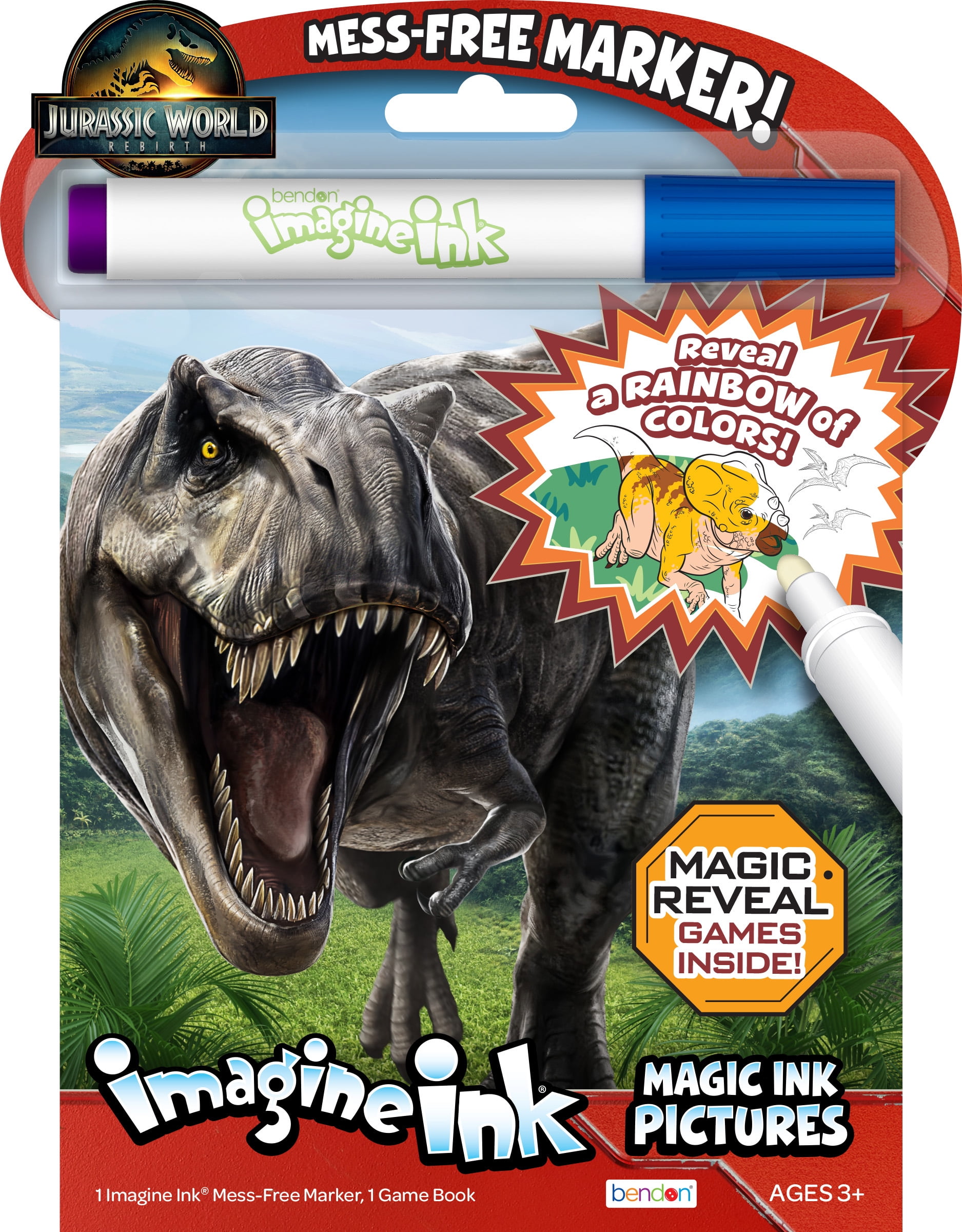 Jurassic World 16-Page Imagine Ink Coloring Pad with Mess Free Marker ...