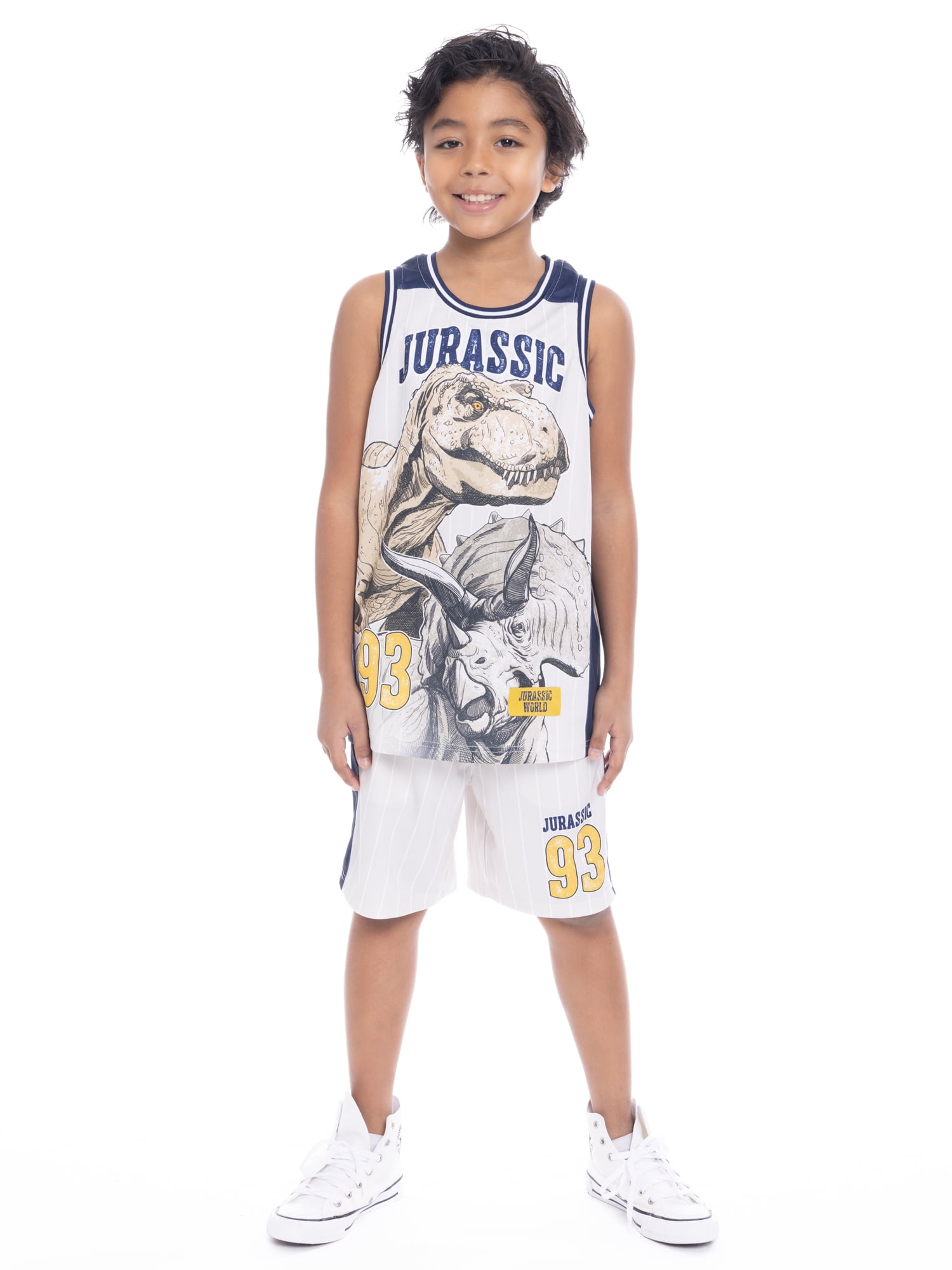Jurassic World Boys Character Graphic Basketball Jersey and Shorts Set ...