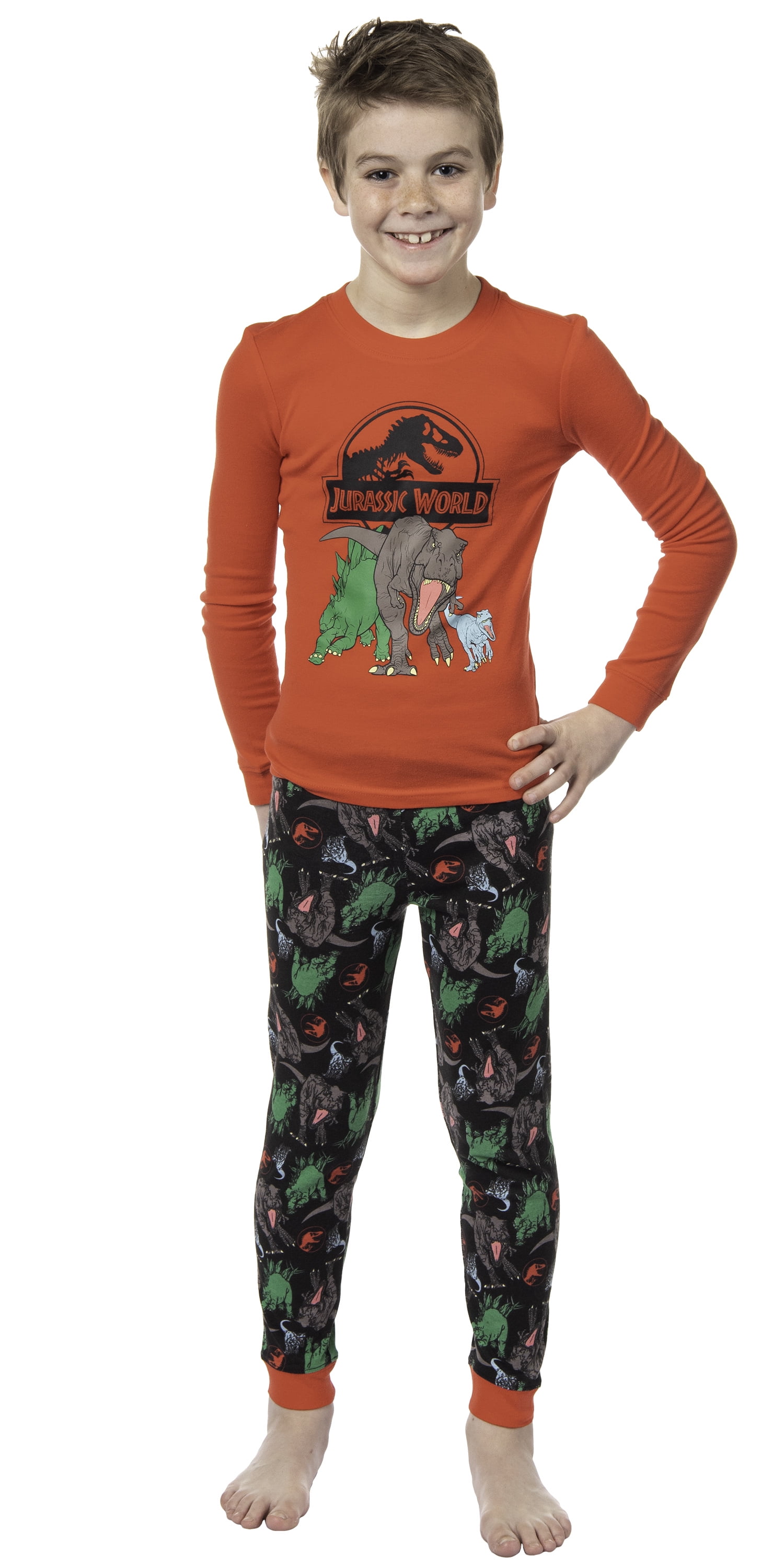Jurassic World Boys' Movie Film Park Logo Icon Tight Fit Sleep Pajama ...