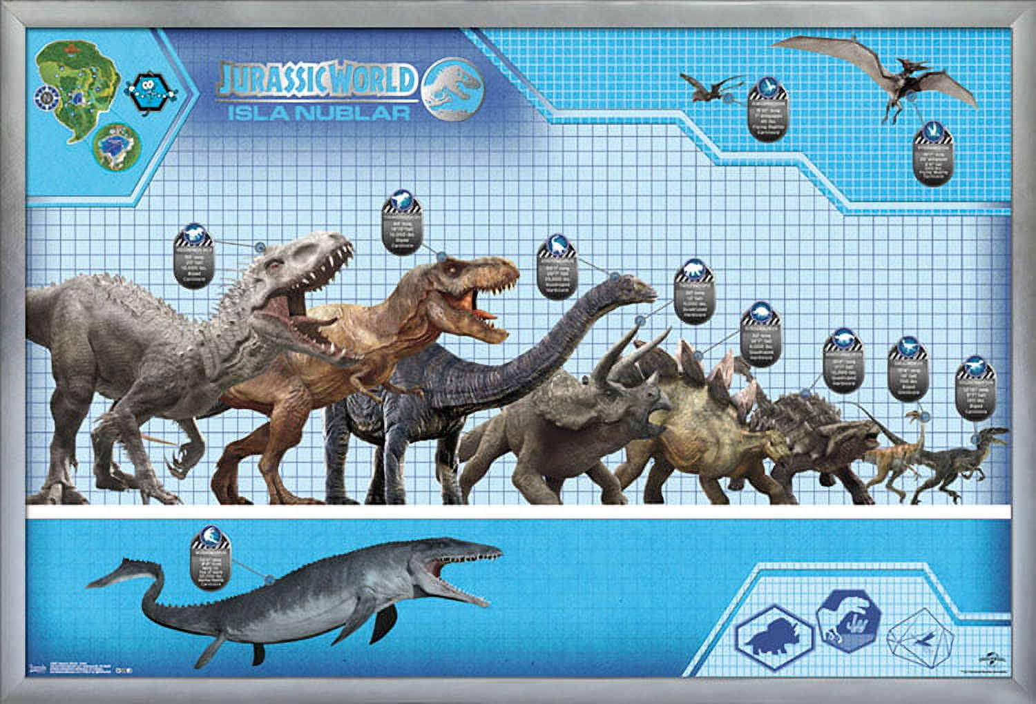Jurassic World - Chart Wall Poster, 22.375" x 34", Framed - Walmart.com