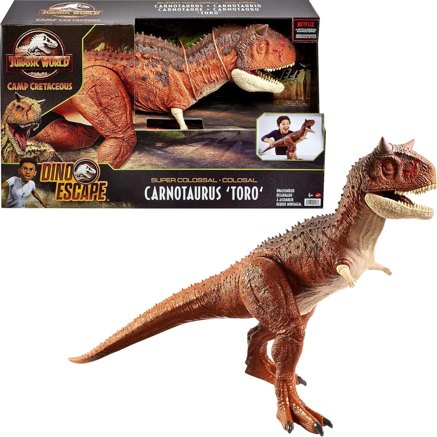 Jurassic World Colossal Carnotaurus Toro Dinosaur Action Figure Camp ...
