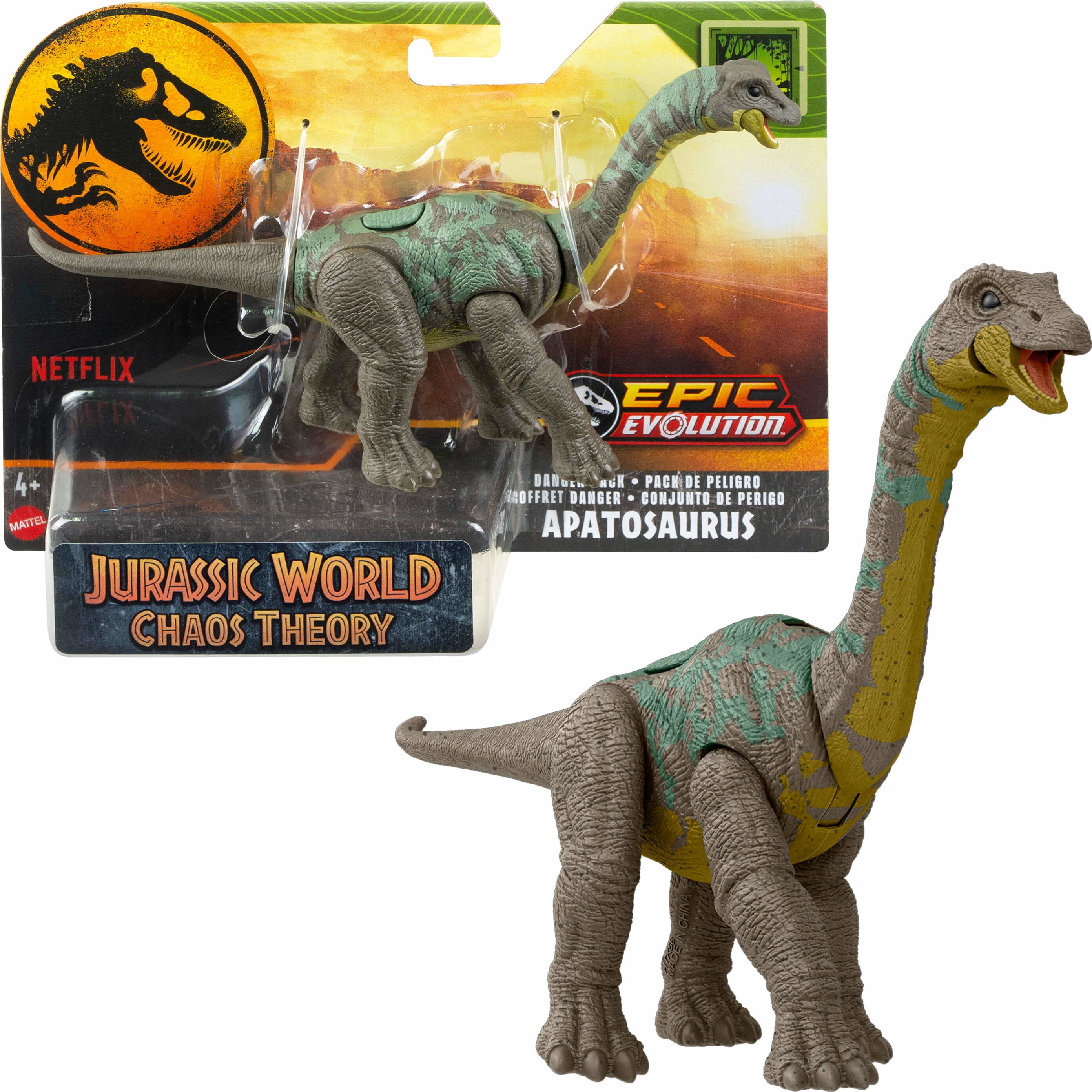 Jurassic World Danger Pack Apatosaurus Action Figure Toy, Posable with ...