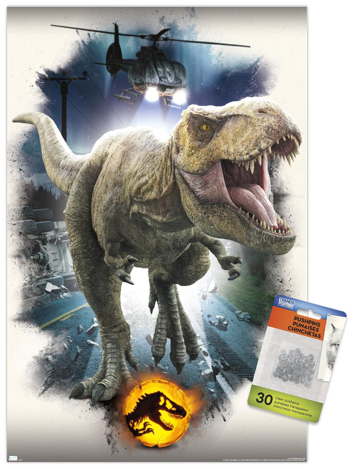 Jurassic World: Dominion - T. Rex Focal Wall Poster with Push Pins, 14. ...