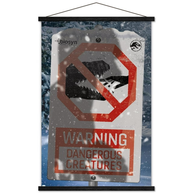 Jurassic World: Dominion - Warning Sign Logo Wall Poster with Magnetic ...