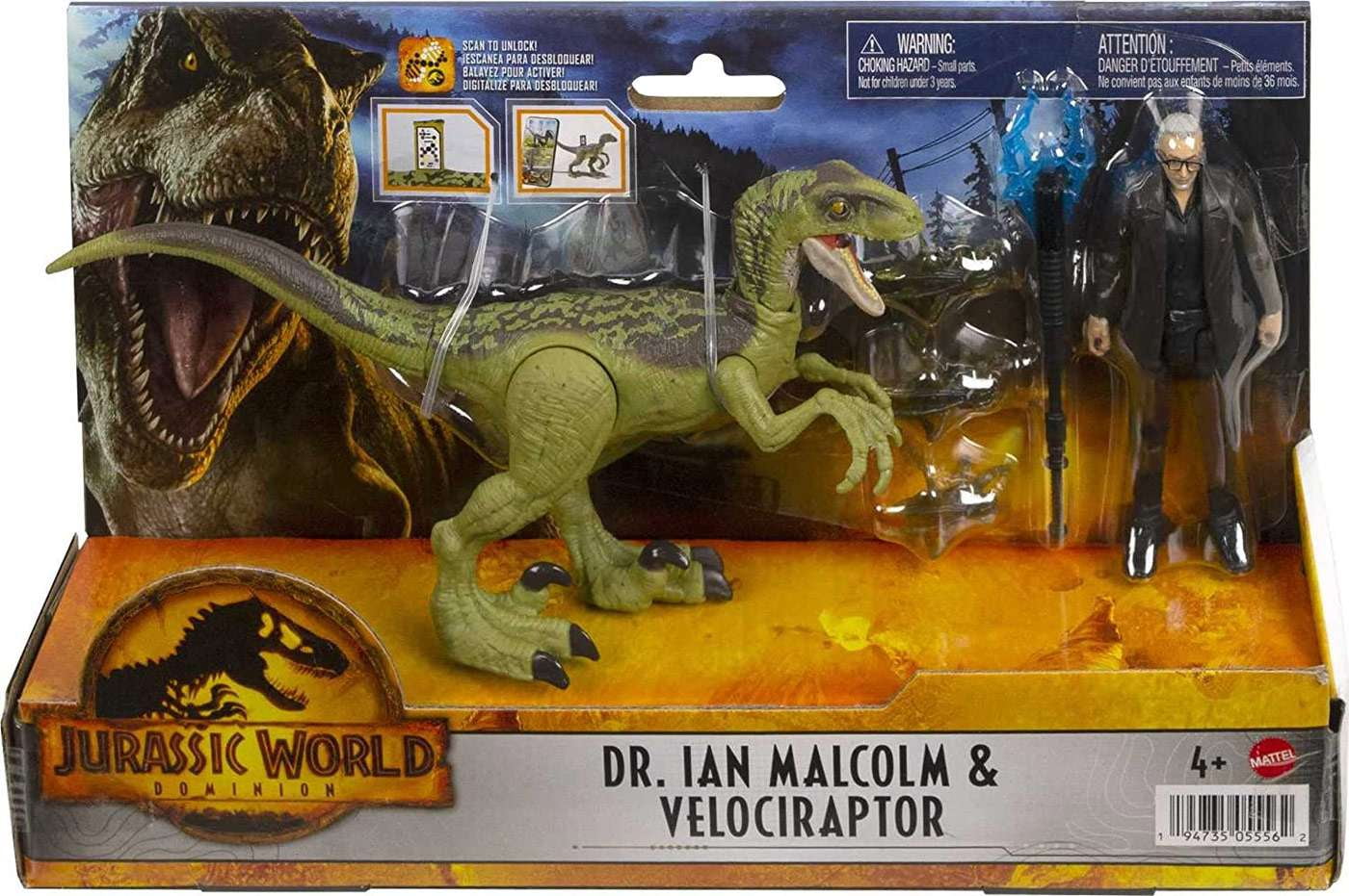 Jurassic World Dr. Ian Malcom & Velociraptor Characters Toys Action ...