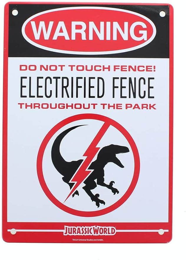 Jurassic World Electrified Raptor Fence 8"x6" Tin Sign - Walmart.com