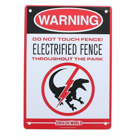 Jurassic World Electrified Raptor Fence 8"x6" Tin Sign - Walmart.com